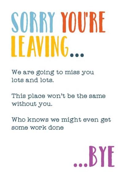 BYE FUNNY Leaving Card 5061 | thortful