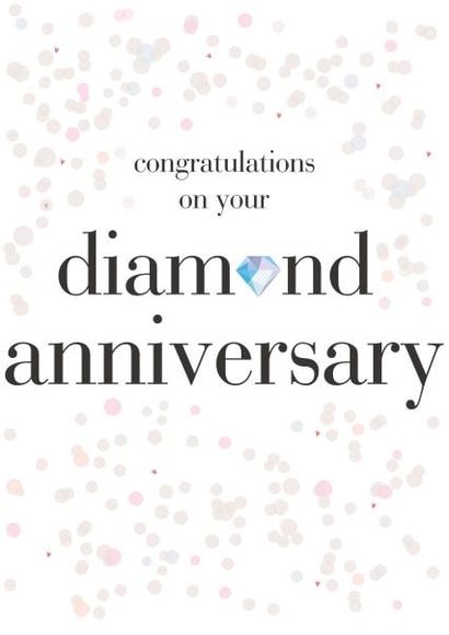 Diamond Wedding Anniversary Card - 60 Years - Congratulations On Your ...