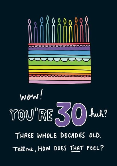 Rainbow Cake 30th Birthday Card | thortful