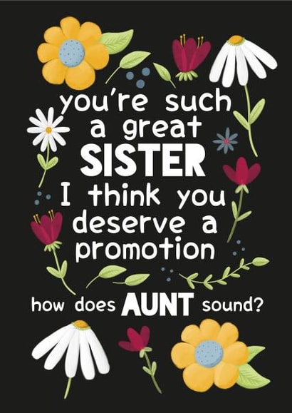 Best Sister - Aunt Promotion Card - Pregnancy Reveal Announcement ...