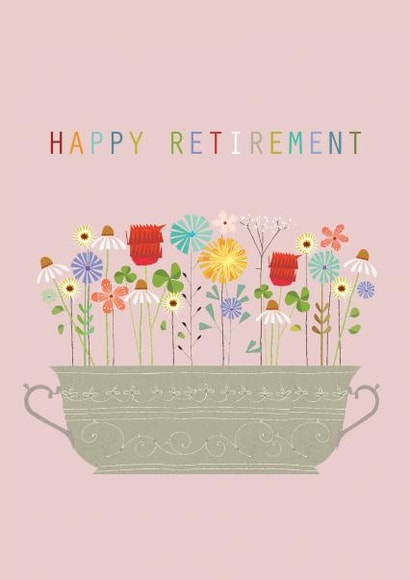 retirement card - flowers - happy retirement - pretty and traditional ...