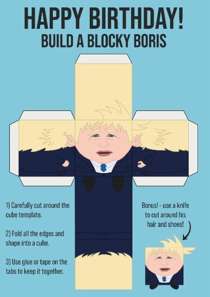 Happy Birthday funny Build a Blocky 3D Boris Card | thortful