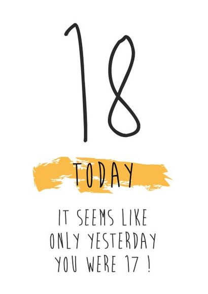 Only yesterday you were 17 18th birthday card | thortful