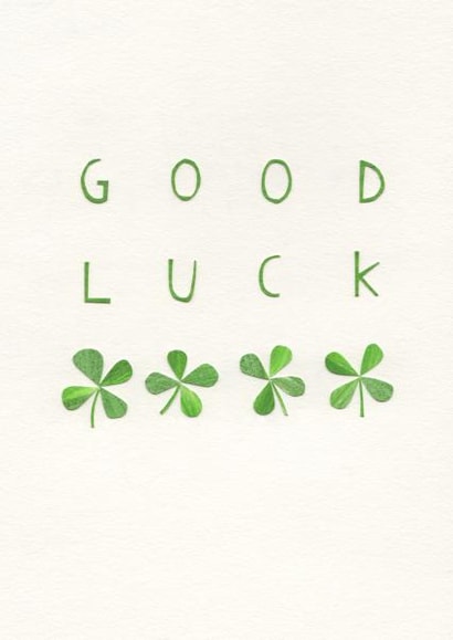 four leaf clover typography Good Luck Card 1220 | thortful