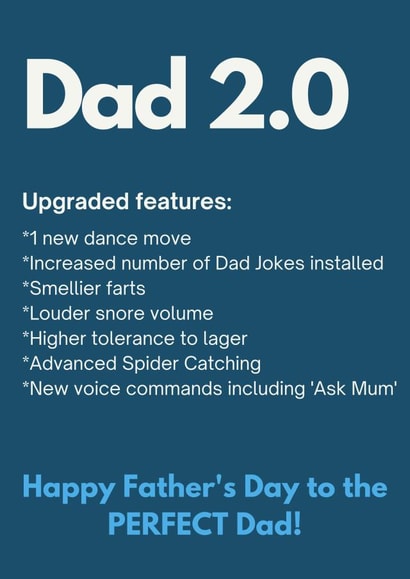 Dad 2.0 Upgraded Version. Father's Day card for the Perfect Dad | thortful
