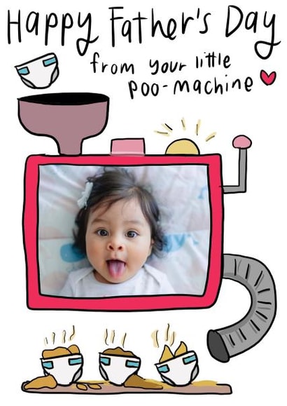 Funny Personalised Poo Machine Father's Day Card / Photo Card - Happy ...