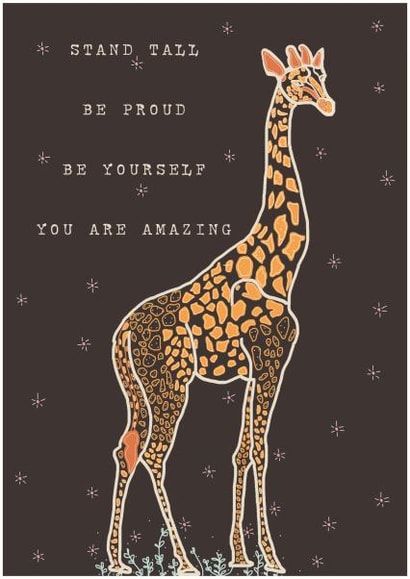 Stand tall good luck giraffe card | thortful