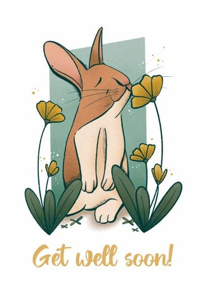 Get well soon bunny rabbit card | thortful