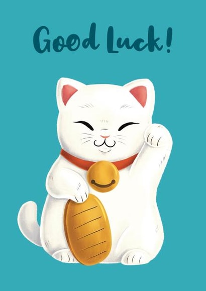 Good Luck - Lucky Cat - Maneki Neko - Japanese Good Fortune Cat Card ...