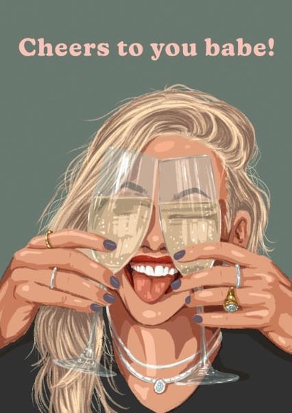 Pretty Birthday Card - Prosecco - Cheers To You Babe | thortful