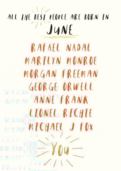 Famous June birthdays | thortful