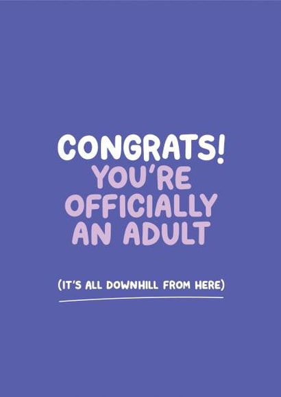 Congrats, You're Officially An Adult Card | thortful