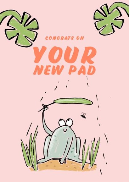 Cute Frog Pun New Home Card - Lily Pad - Congrats On Your New Pad ...