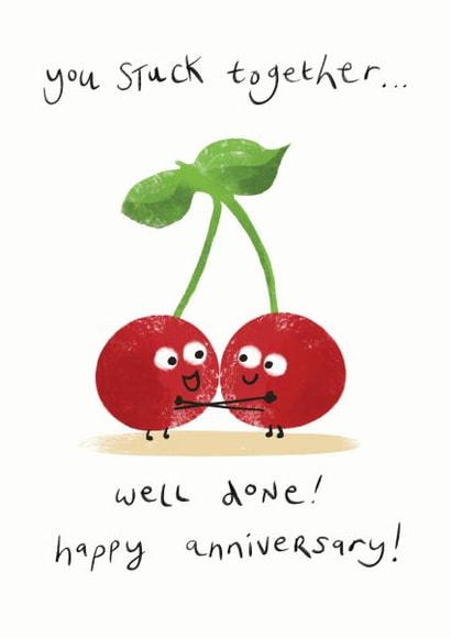 Happy Cherries Stuck Together, Anniversary Card | thortful