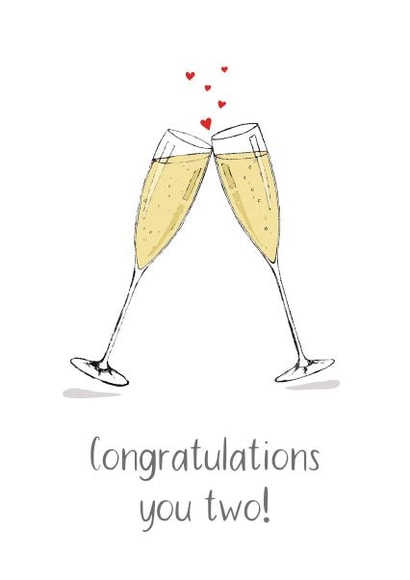Congratulations You Two! Champagne and Love Hearts card | thortful