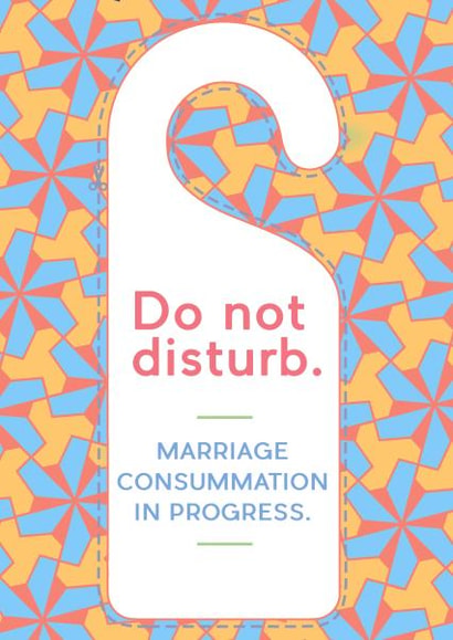Marriage Consummation Door Hanger Wedding Card | thortful