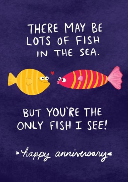 Funny Happy Anniversary Fish Fish Anniversary Card Etsy UK