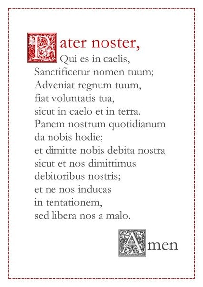 Pater Noster/Our Father prayer in Latin | thortful