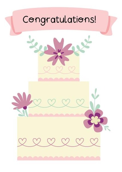 Congratulations - Wedding Cake Illustrated Card | thortful