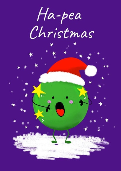 Happy Christmas funny santa pea christmas card | thortful