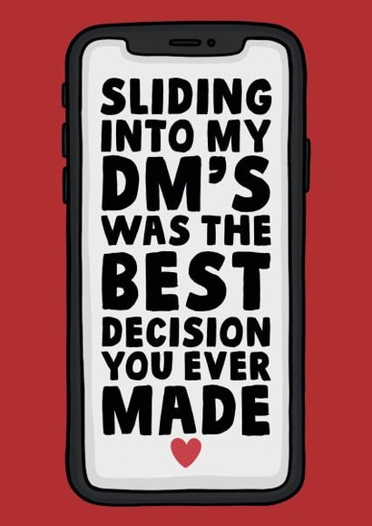 Funny DMs Anniversary Card / Valentines Day Card - Sliding Into My Dm's ...