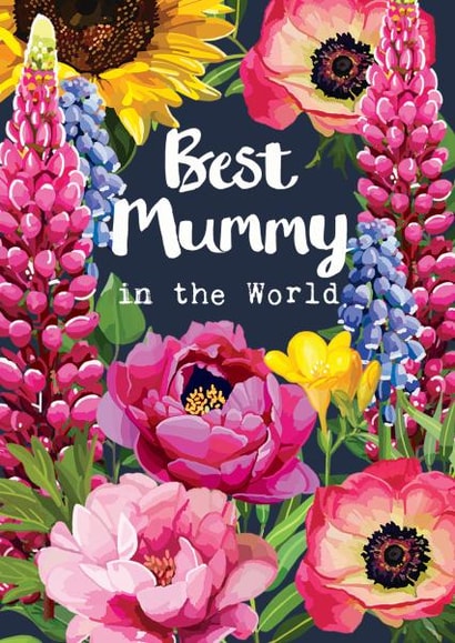 A pretty floral 'Best Mummy in the World' Mother's Day Card | thortful