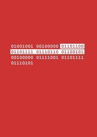 I Love You Binary Code Card Geeky Valentine's Day | thortful