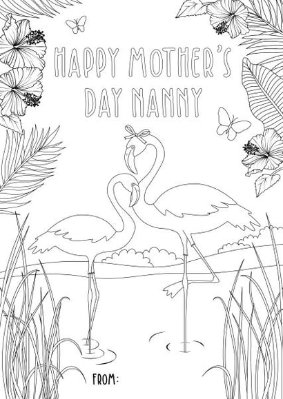 Mother's Day Tropical Colouring Card for Nanny | thortful