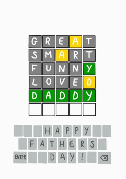 Cute Wordle Fathers Day Card - Daddy - Wordle - Keyboard | thortful