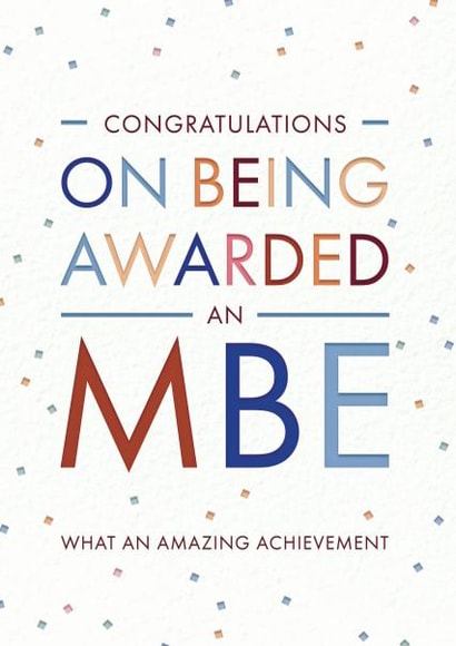 Congratulations on being awarded an MBE card | thortful