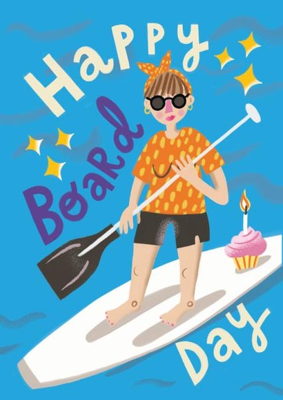 Happy Board-Day! Stand Up Paddle Board (SUP) Birthday Card | thortful