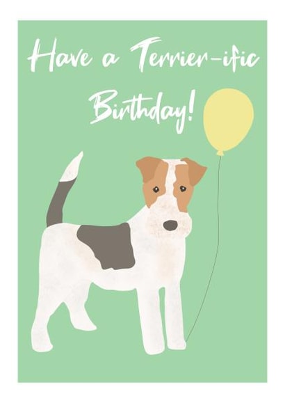 Wire Fox Terrier Birthday Balloon Card | thortful