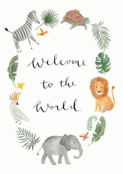 Jungle Animals New Baby Card