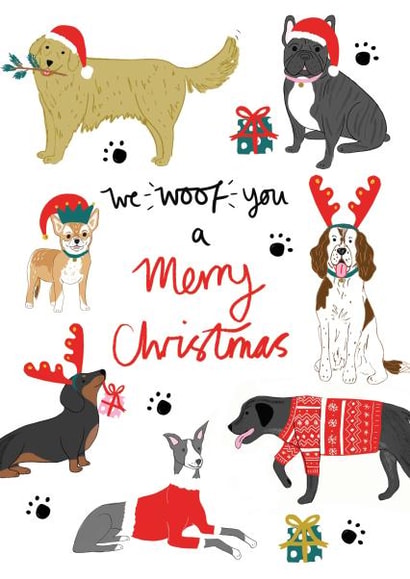 Cute Dog themed Christmas Card | thortful