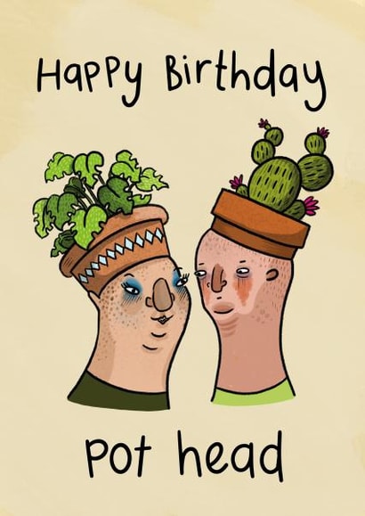 Funny cute birthday card for special plant lovers - Happy Birthday Pot ...