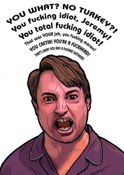Mark from Peep Show "No Turkey?!" Funny Christmas Card | thortful