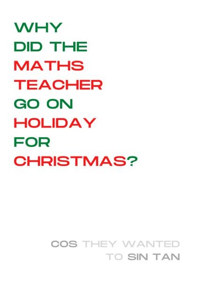 Funny Christmas Card for Teacher - Maths Joke - Cos Sin Tan | thortful
