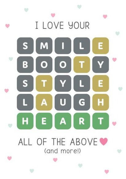 Funny Wordle Anniversary Card / Valentines Day Card - I Love Your All ...