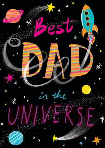 Cute Father's Day card - Best dad - Space, Planets, and rockets | thortful