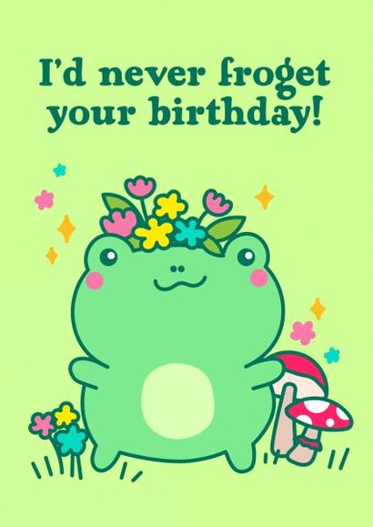 Cute Frog Birthday Card - I'd Never Froget Your Birthday! | thortful