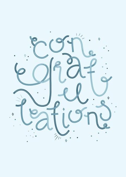Cute congratulations card for friends & family in blue | thortful