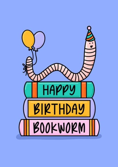Cute Birthday Card - Bookworm | thortful