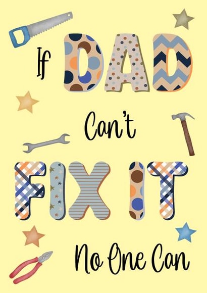 If Dad Can't Fix It No One Can! Funny Father's Day Card - DIY Dad Card ...