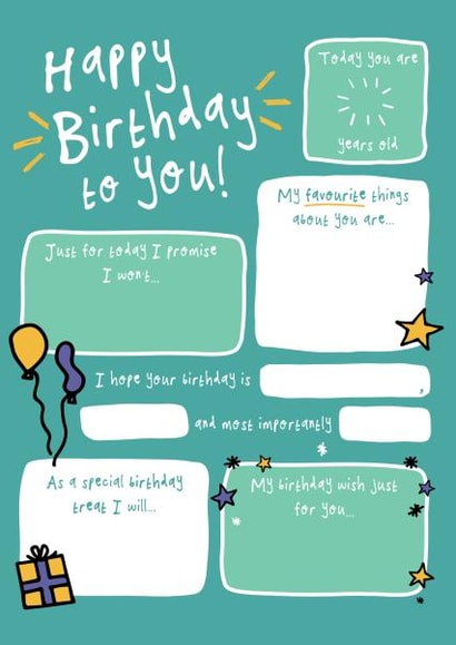 Happy Birthday To You Fill In The Blanks Card | thortful