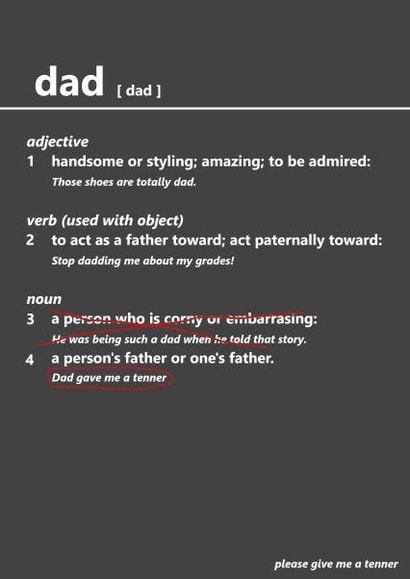 Funny card for dad that is a dictionary definition and asking for a ...