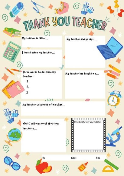 Heartfelt Thank You Card - Teacher - Fill In | thortful