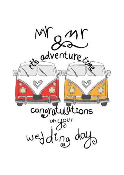 Congratulations on Your Wedding Day Mr & Mr- Camper Van Wedding Card ...