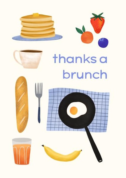 Thanks A Brunch - Cute Food Breakfast Thank You Card for Friend, Family ...