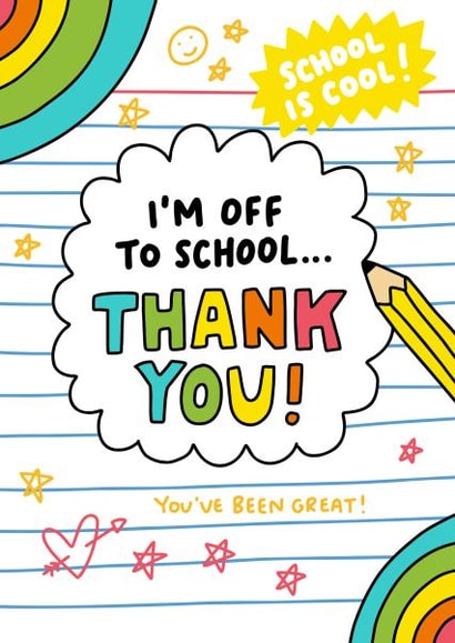 Cute Thank You Card - I'm Off To School | thortful
