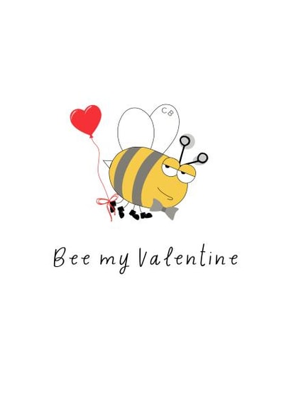 Cute Bee card for Valentine's Day - Bee with red heart balloon | thortful